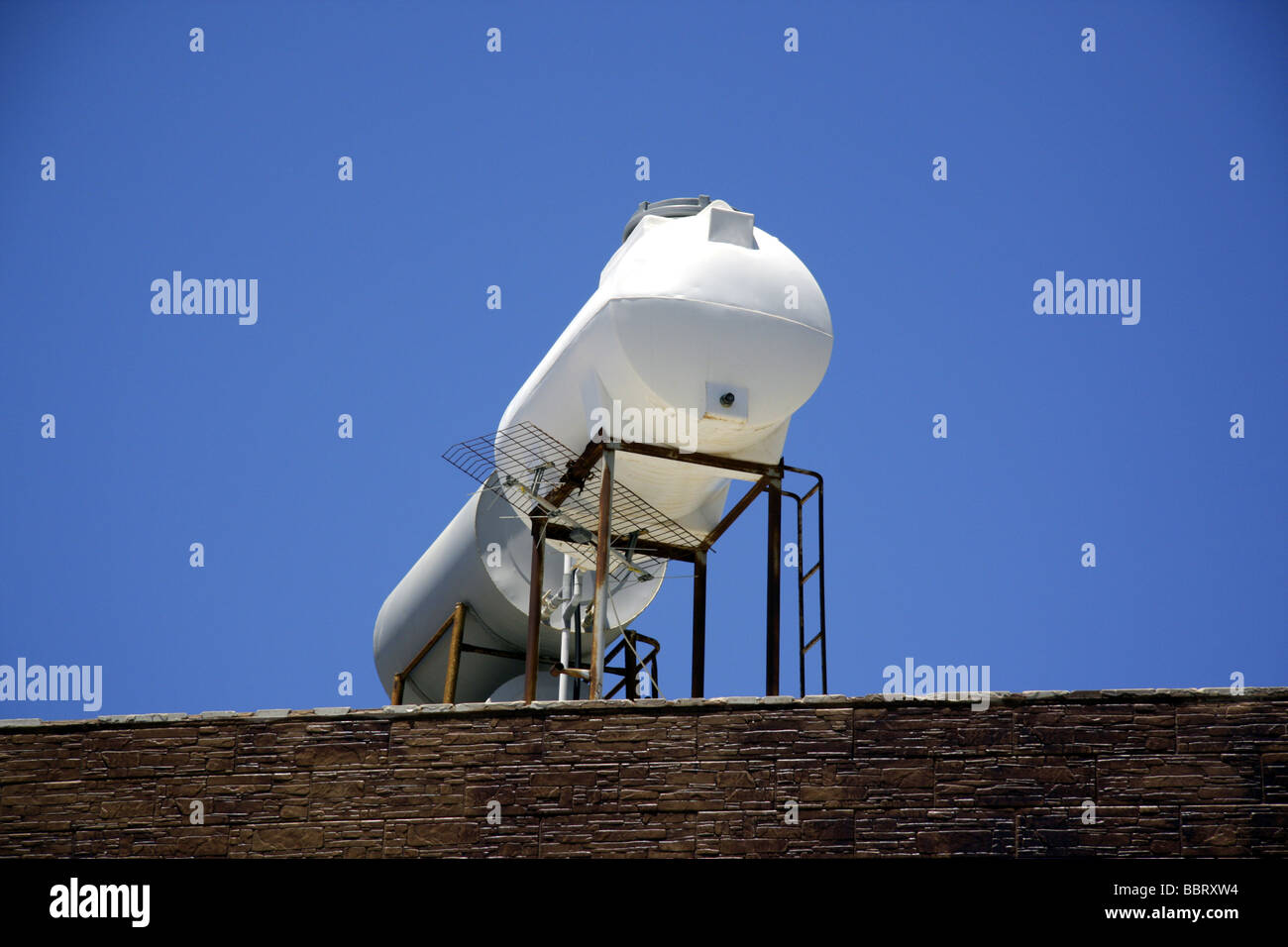 Solar hot water tank on a villa near Paphos, in Cyprus Stock Photo - Alamy