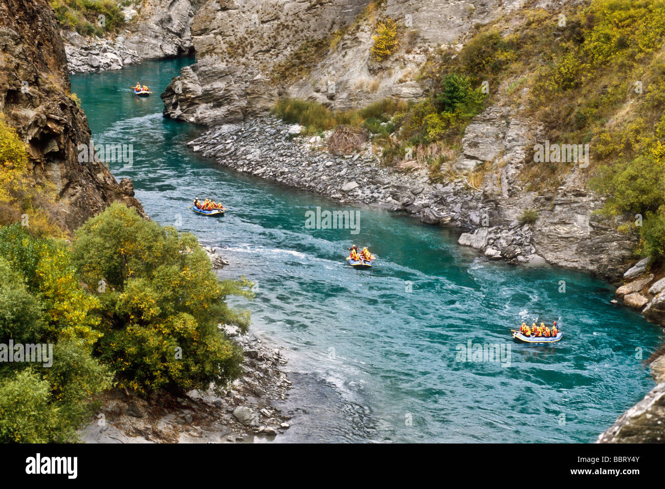 Rafting on the Shotover River near Queenstown Otago South Island New ...