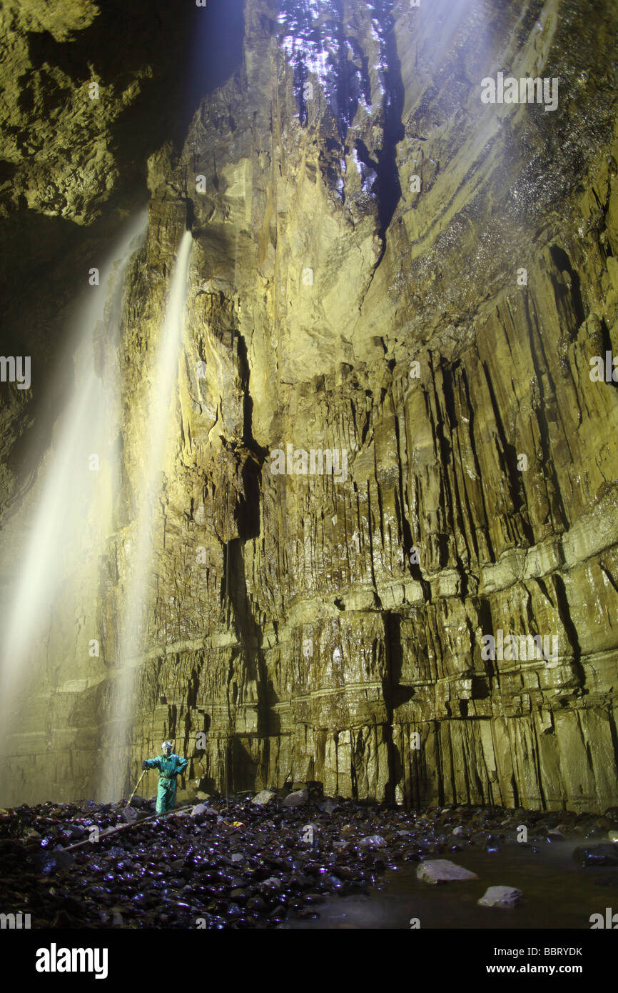 Gaping Gill, Britain's largest natural cave, Ingleborough Hill, North ...