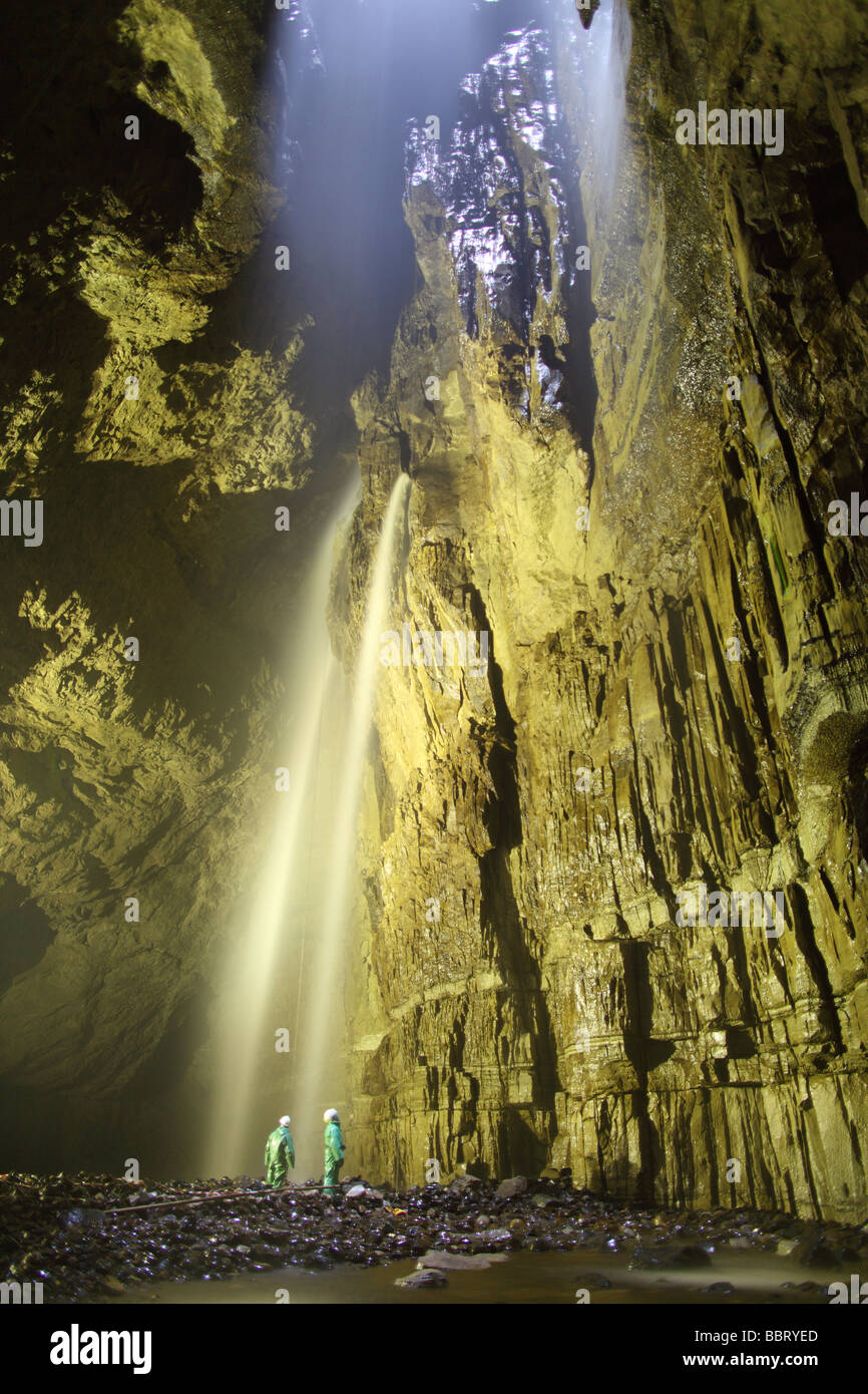 Gaping Gill, Britain's largest natural cave, Ingleborough Hill, North ...