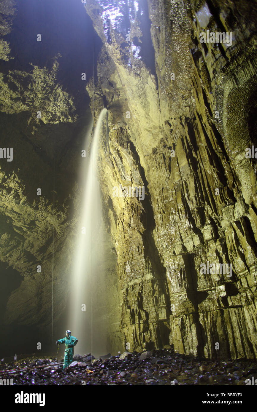 Gaping Gill, Britain's largest natural cave, Ingleborough Hill, North ...