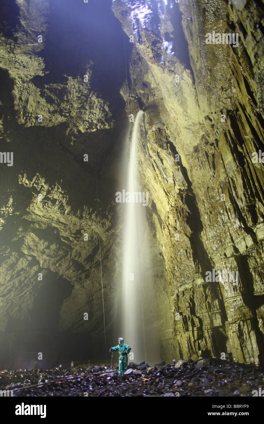 Gaping Gill, Britain's largest natural cave, Ingleborough Hill, North ...