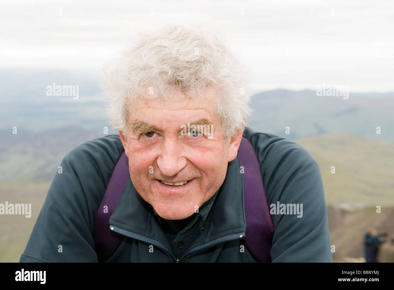 Rhodri Morgan, the First Minister of Wales, at the summit of Snowdon ...