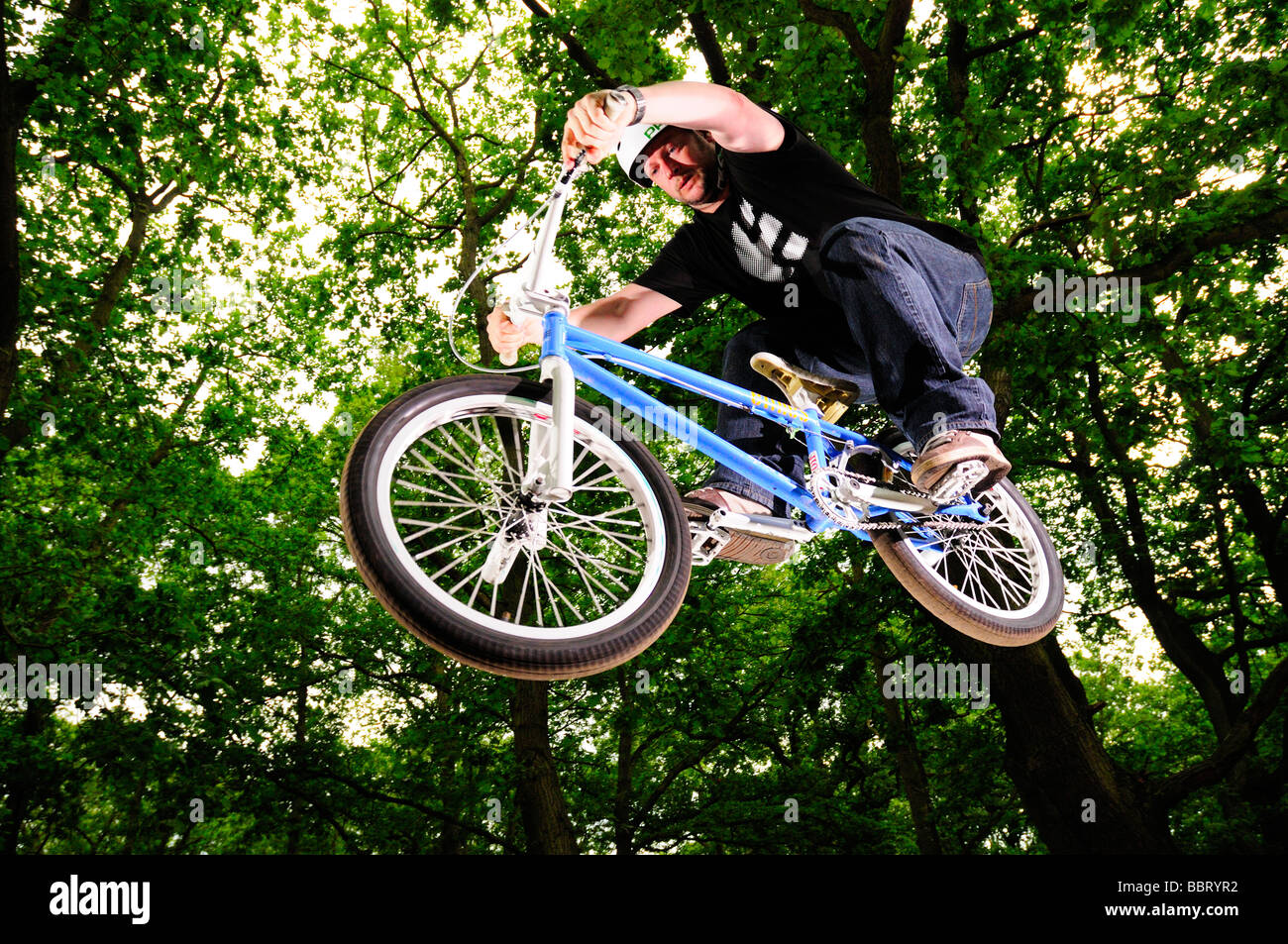 Extreme British Air. English BMX Rider, Anthony Ramsey, dirt jumps over ...