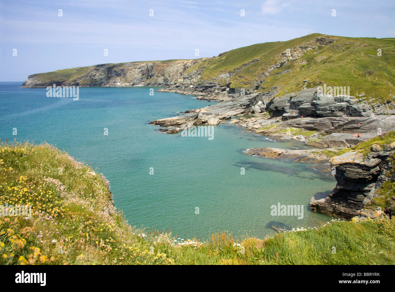 Trebarwith Strand bay north Cornwall England Stock Photo - Alamy