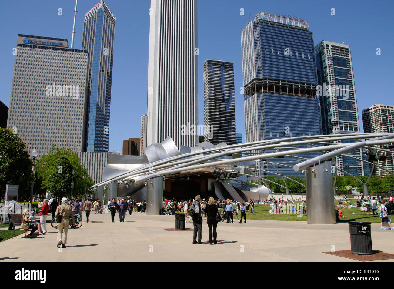 The Jay Pritzker Pavilion in Millennium Park downtown Chicago Illinois ...