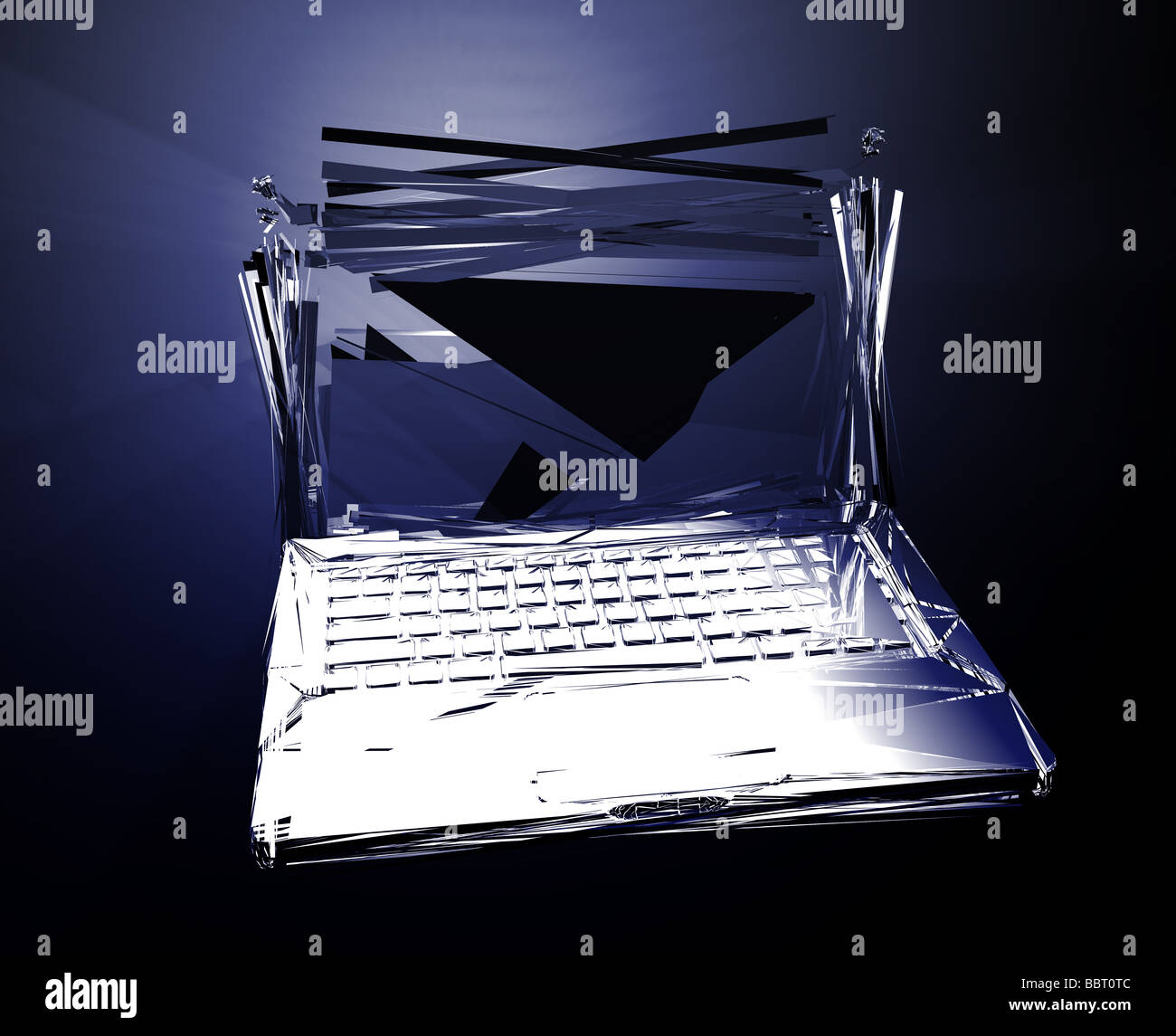 Computer technology failure with broken notebook concept illustration ...