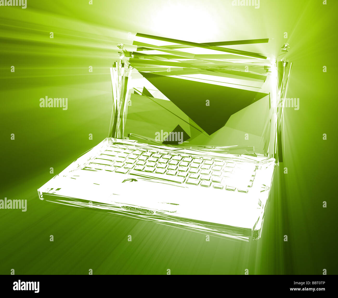 Computer technology failure with broken notebook concept illustration ...