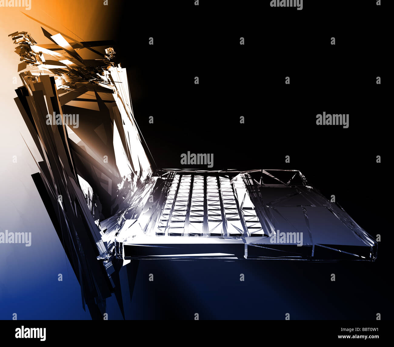 Computer technology failure with broken notebook concept illustration ...