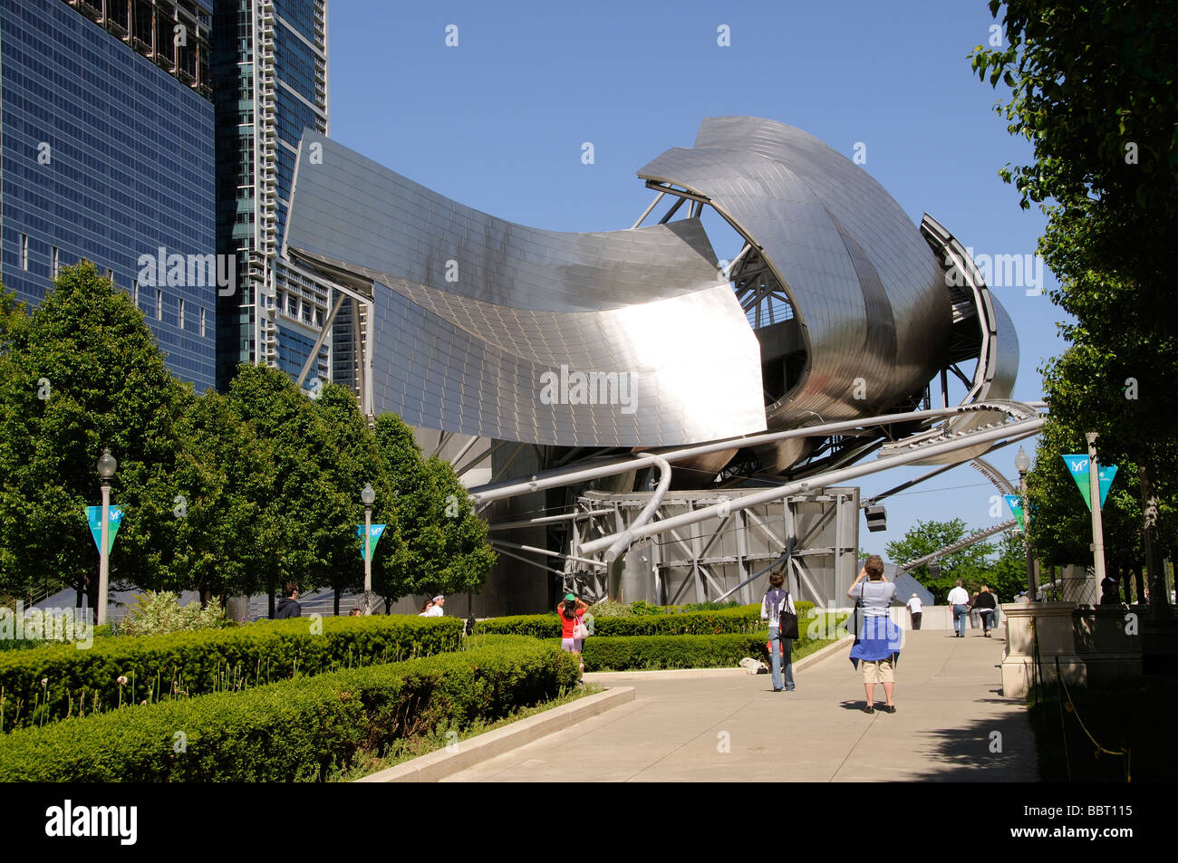 The Jay Pritzker Pavilion in Millennium Park downtown Chicago Illinois ...