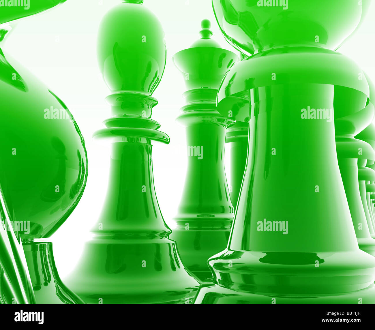 Chess set pieces illustration glossy chrome metal style Stock Photo - Alamy