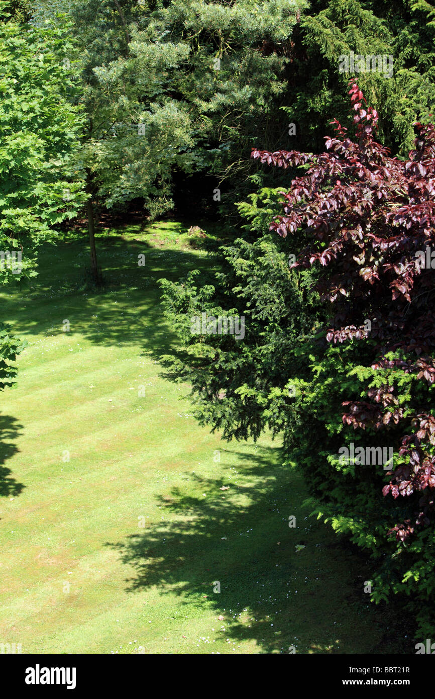 A perfect lawn in an English country garden setting Stock Photo - Alamy