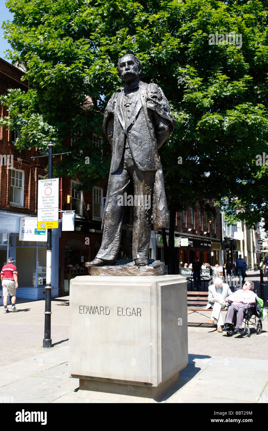 statue of edward elgar who faces the cathedral in the high street near ...