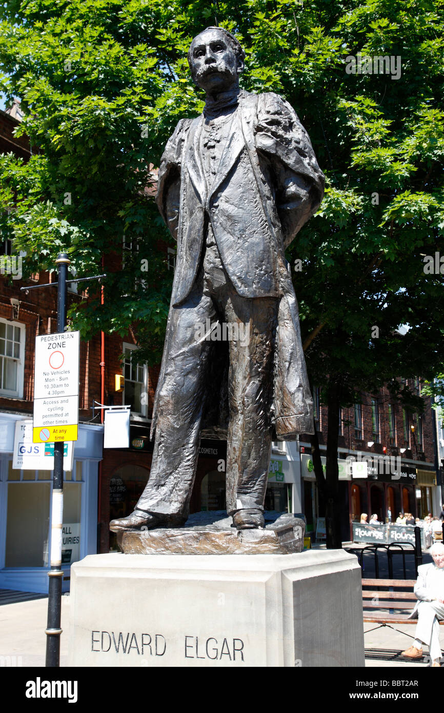 statue of edward elgar who faces the cathedral in the high street near ...