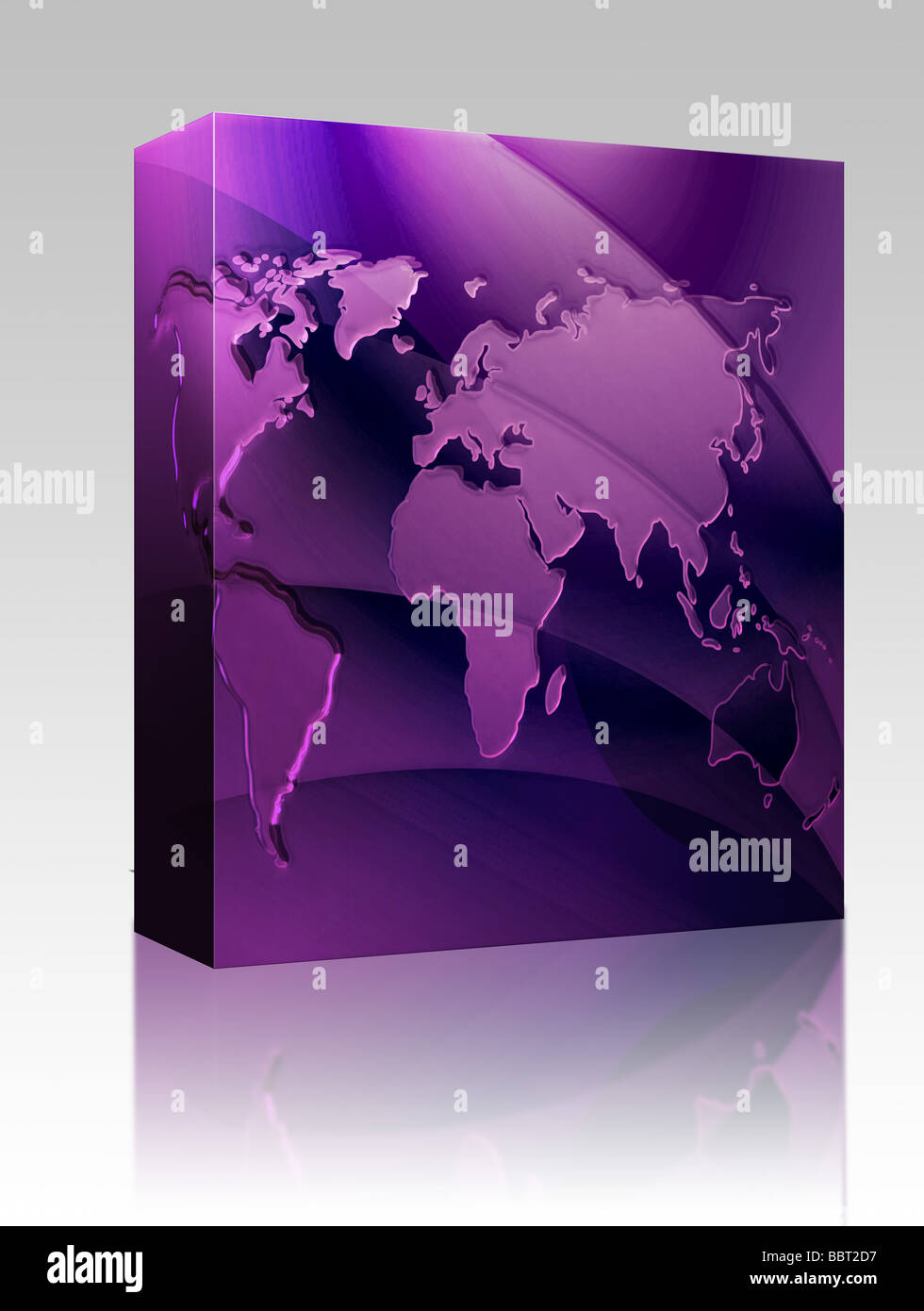 Software package box Map of the world in metallic embosed style Stock ...