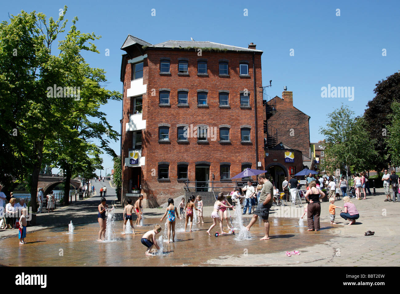 children playing in the quayhead square water fountain near st andrews ...