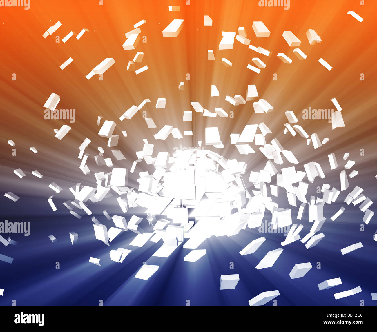 Abstract background illustration of shattered exploding geometric ...