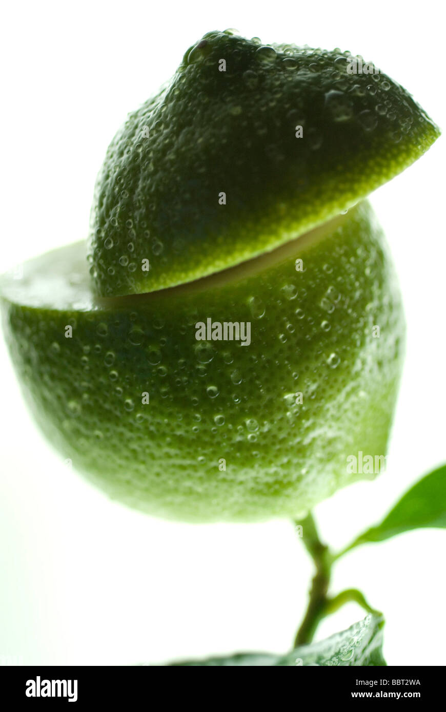 fresh lemon with leaf and slice on top Stock Photo - Alamy