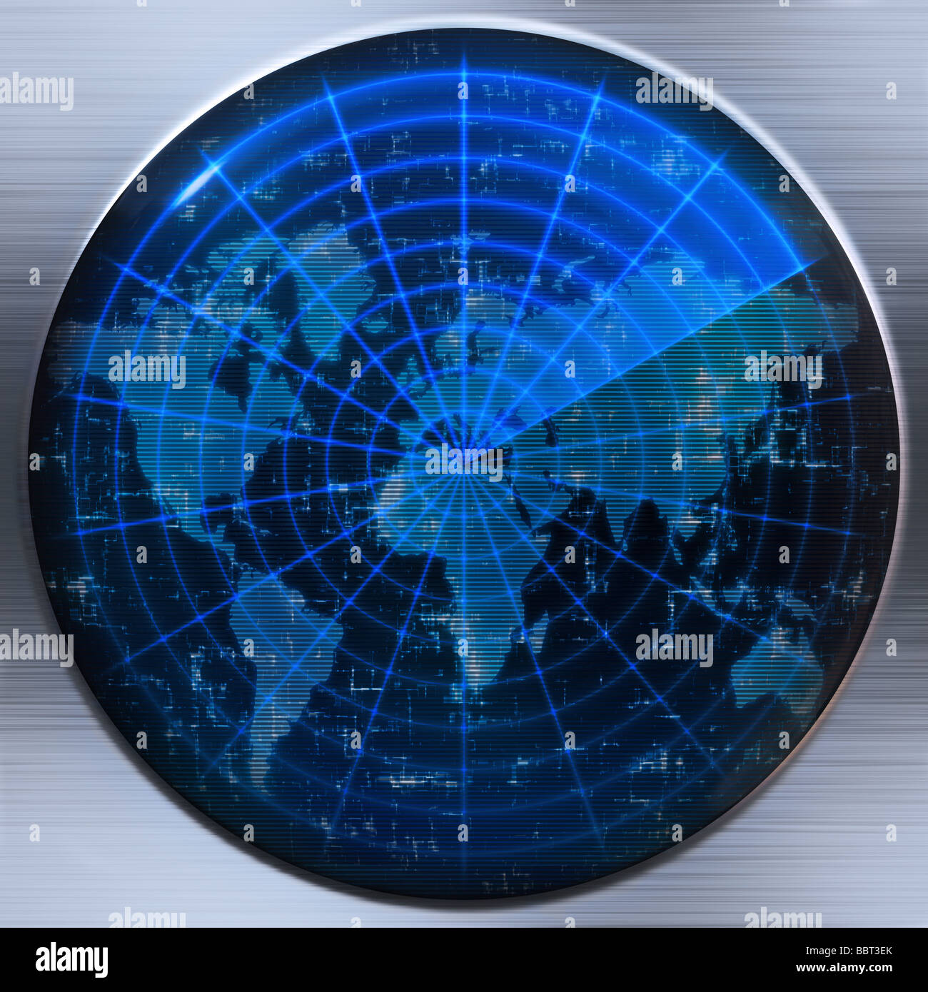 great image of a world map on a sonar or radar screen Stock Photo - Alamy