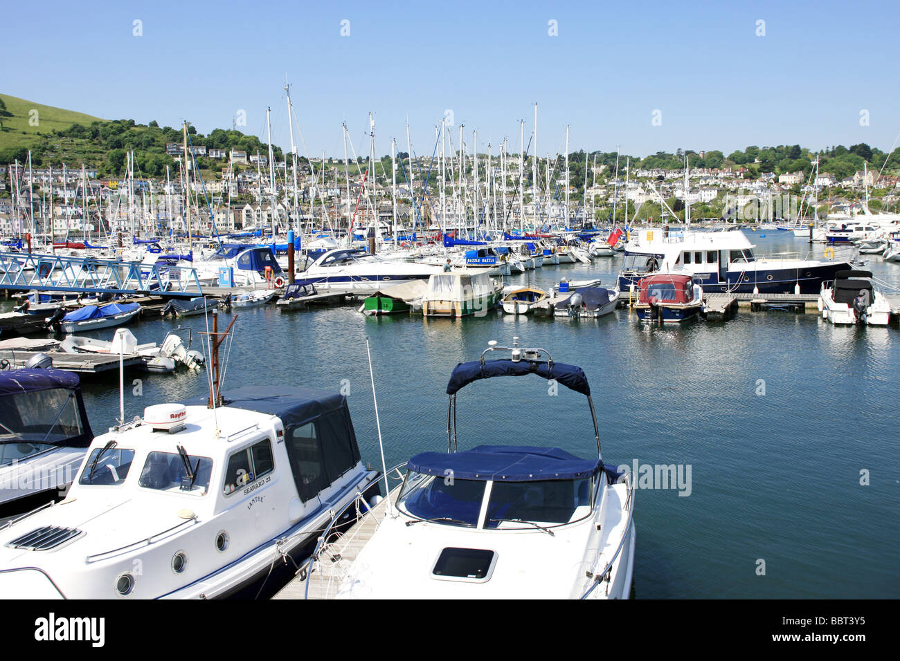 The River Dart estuary at Kingswear and Dartmouth with the Darthaven ...