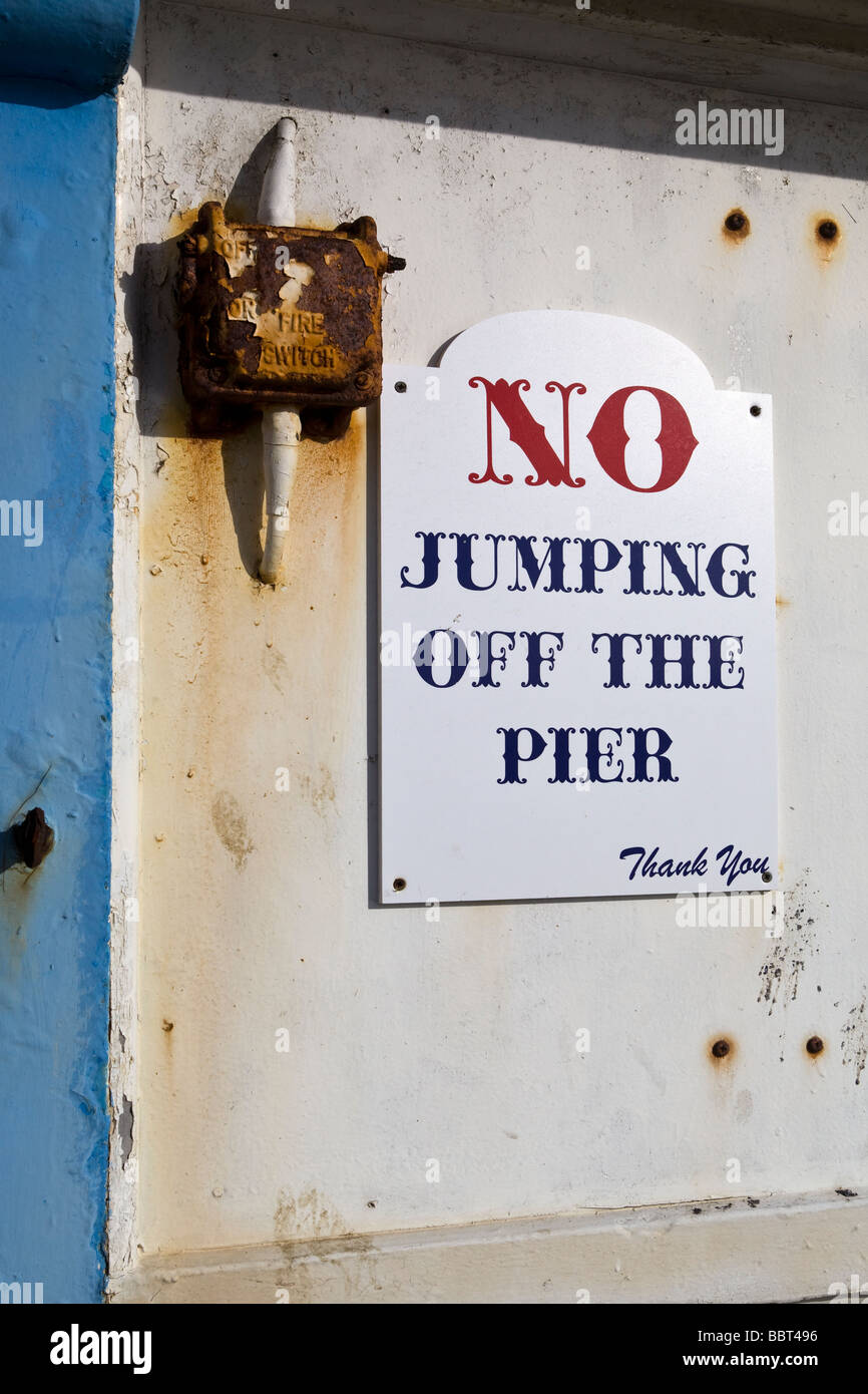 No Jumping off Pier Sign Worthing Stock Photo - Alamy