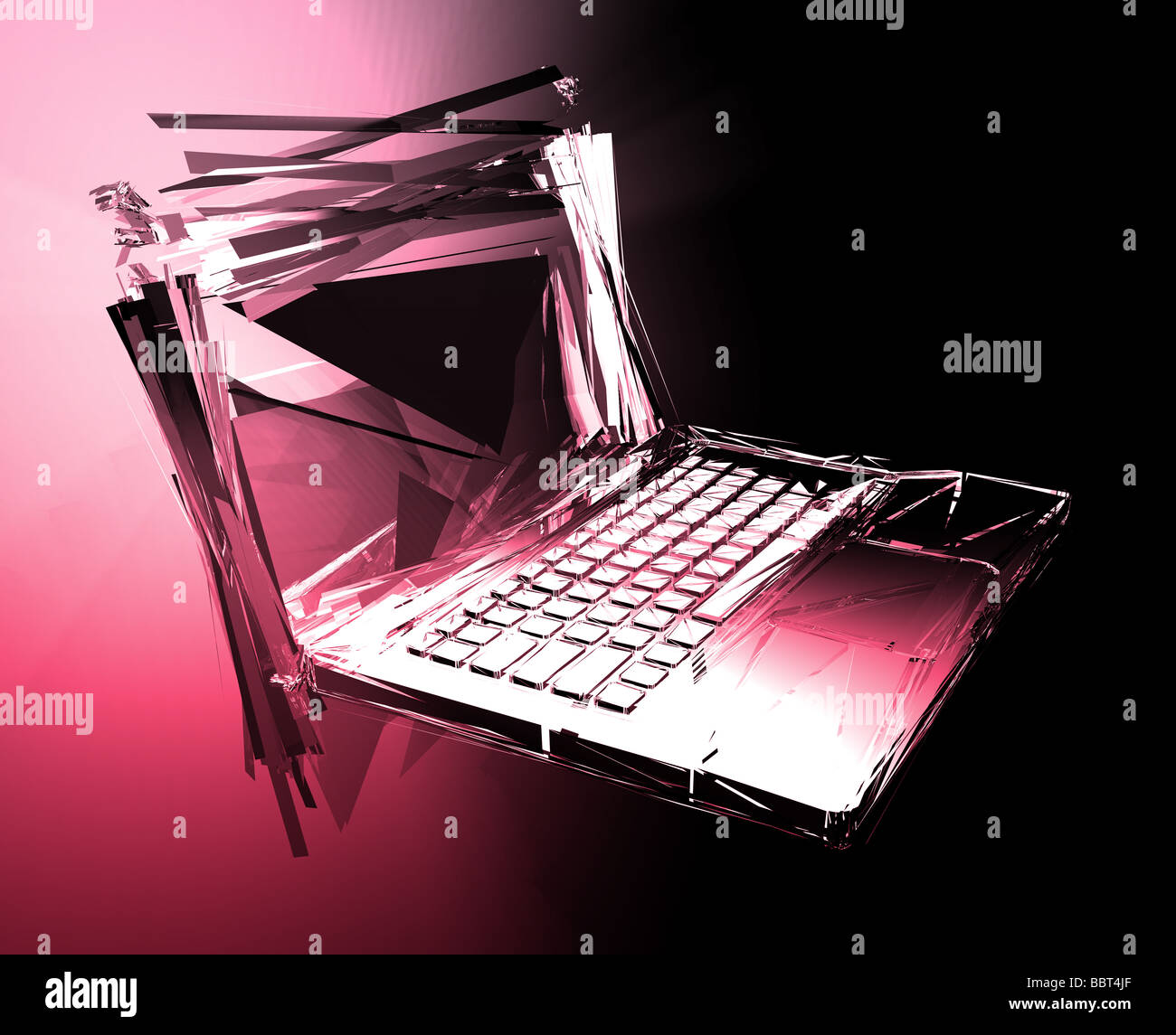 Computer technology failure with broken notebook concept illustration ...