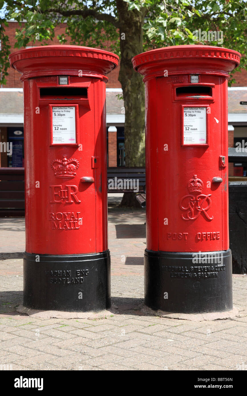 Two pillar boxes, one ER, the other GR, in Hythe town centre, Hampshire ...