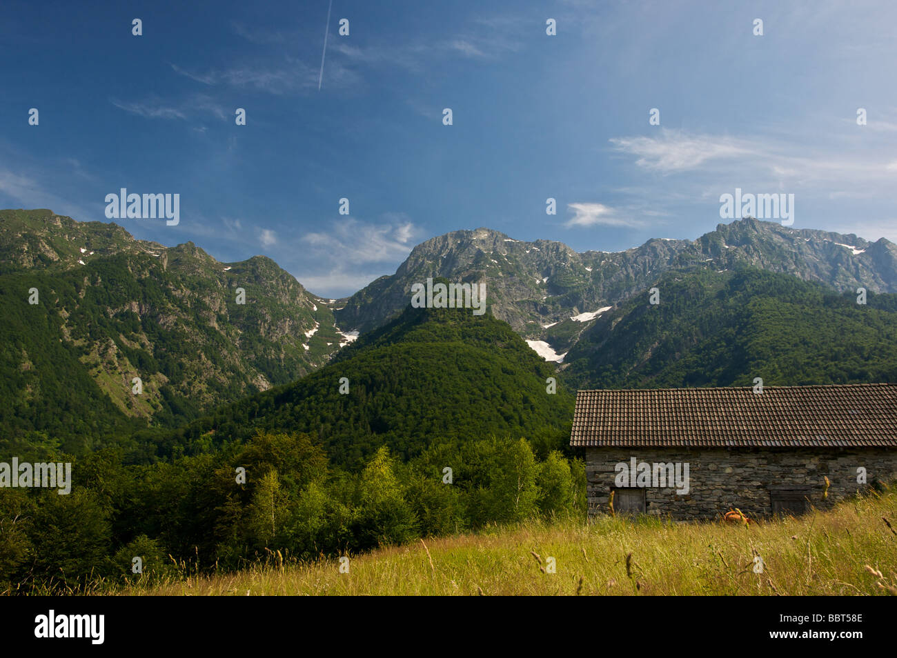 A mountain ridge on the border between Switzerland and Italy Stock ...