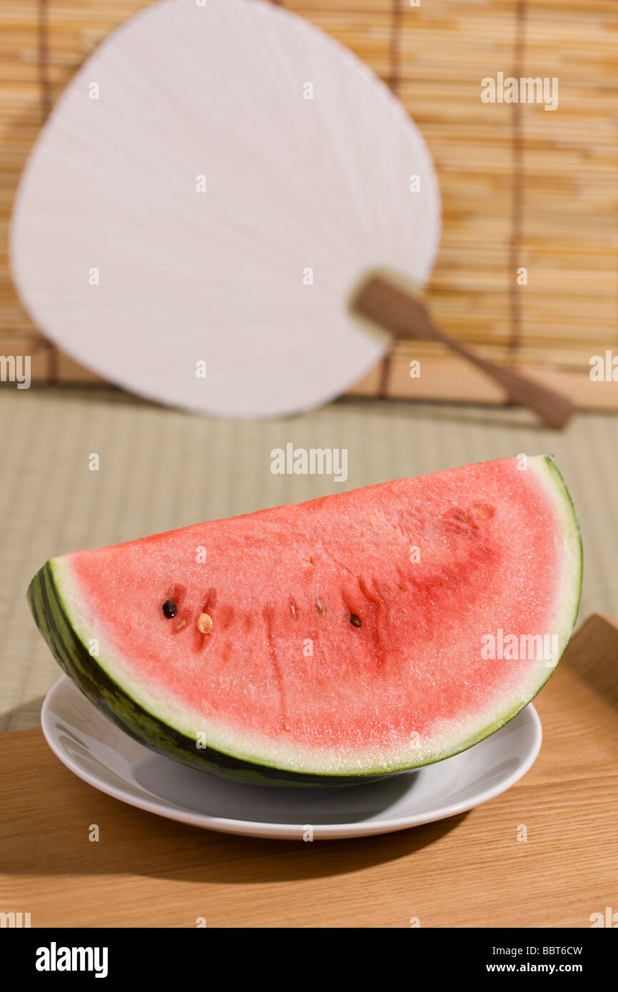Watermelon in a plate Stock Photo - Alamy