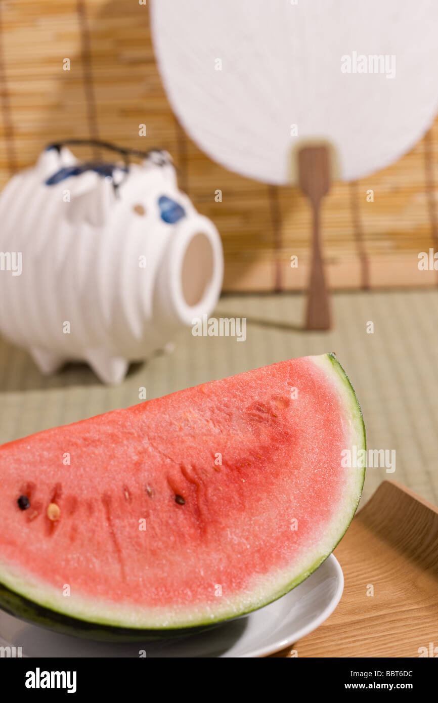 Watermelon in a plate Stock Photo - Alamy