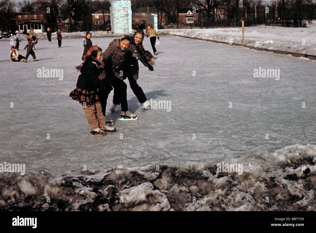 Skating on the outside rink, Canada 1957 Stock Photo - Alamy
