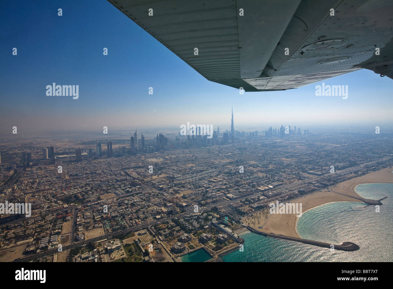 Flight over Dubai - Dubai Skyline Stock Photo - Alamy