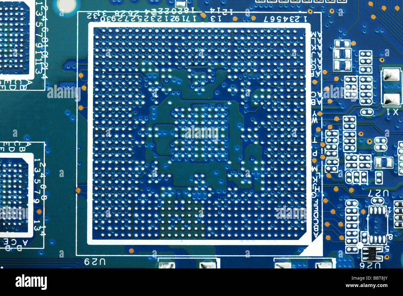 Electronic components on motherboard Stock Photo - Alamy