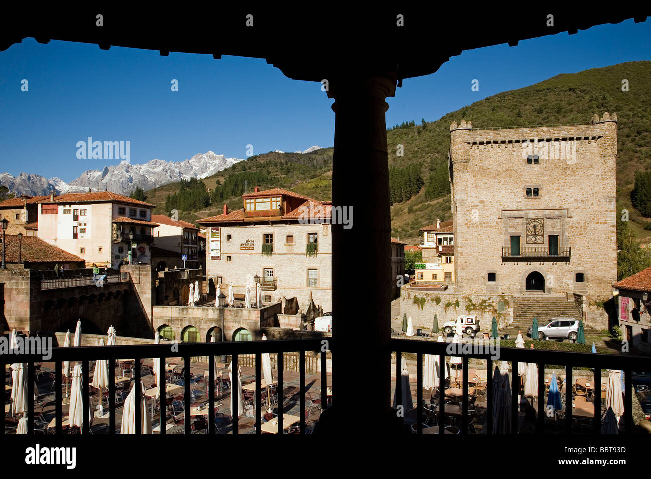 Tower of El Infantado and the Village of Potes in the Shire of Liebana ...