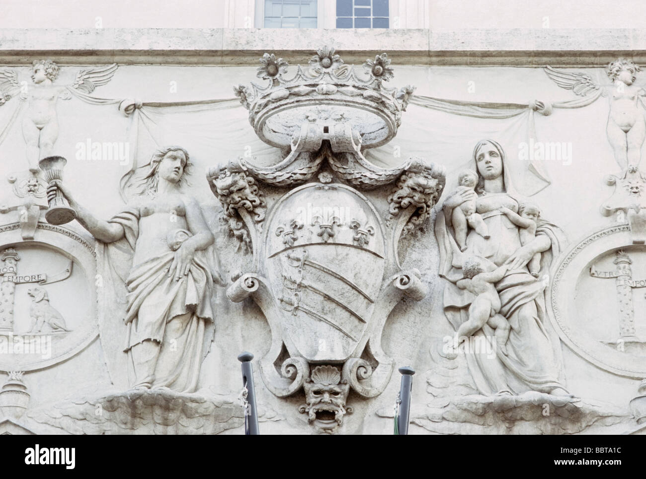Rome, Italy. Coat of arms Spada on the façade of the Palazzo ...