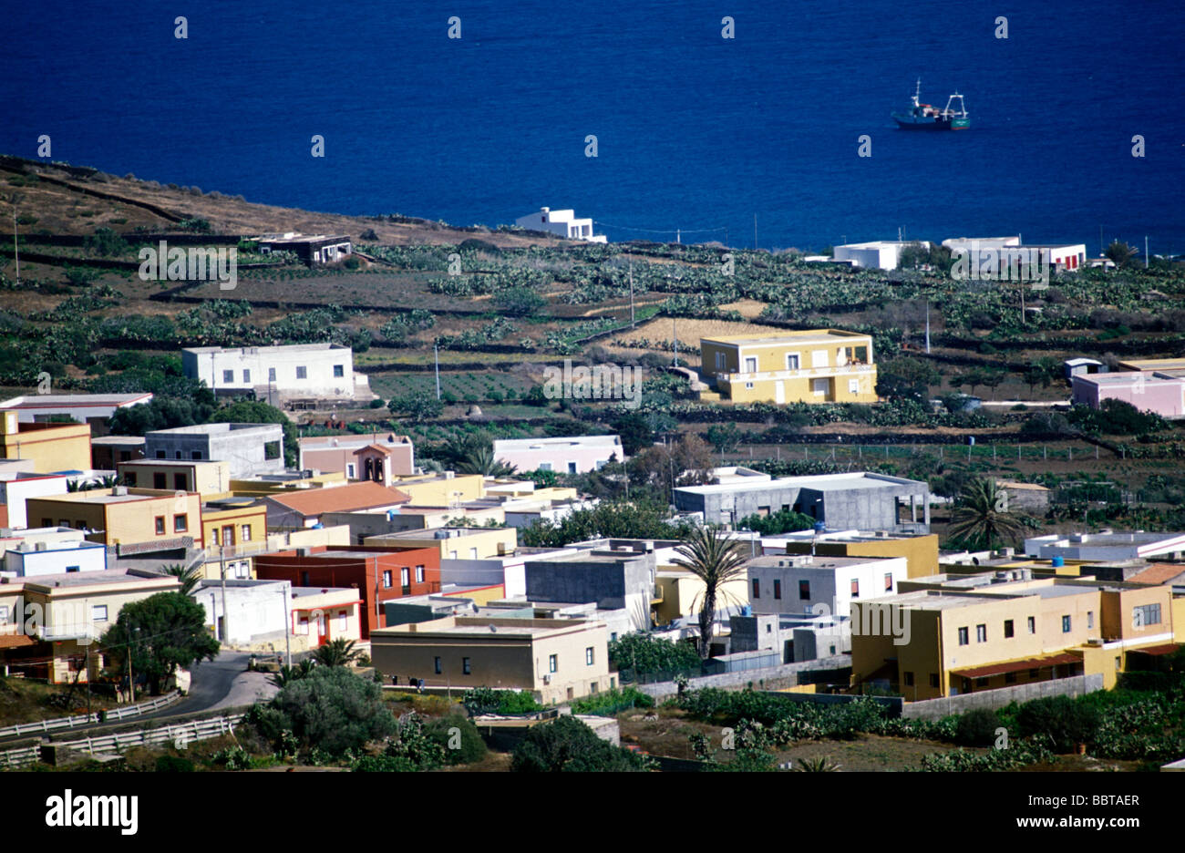 Village view, Linosa island, Pelagie Islands, Sicily, Italy Stock Photo ...
