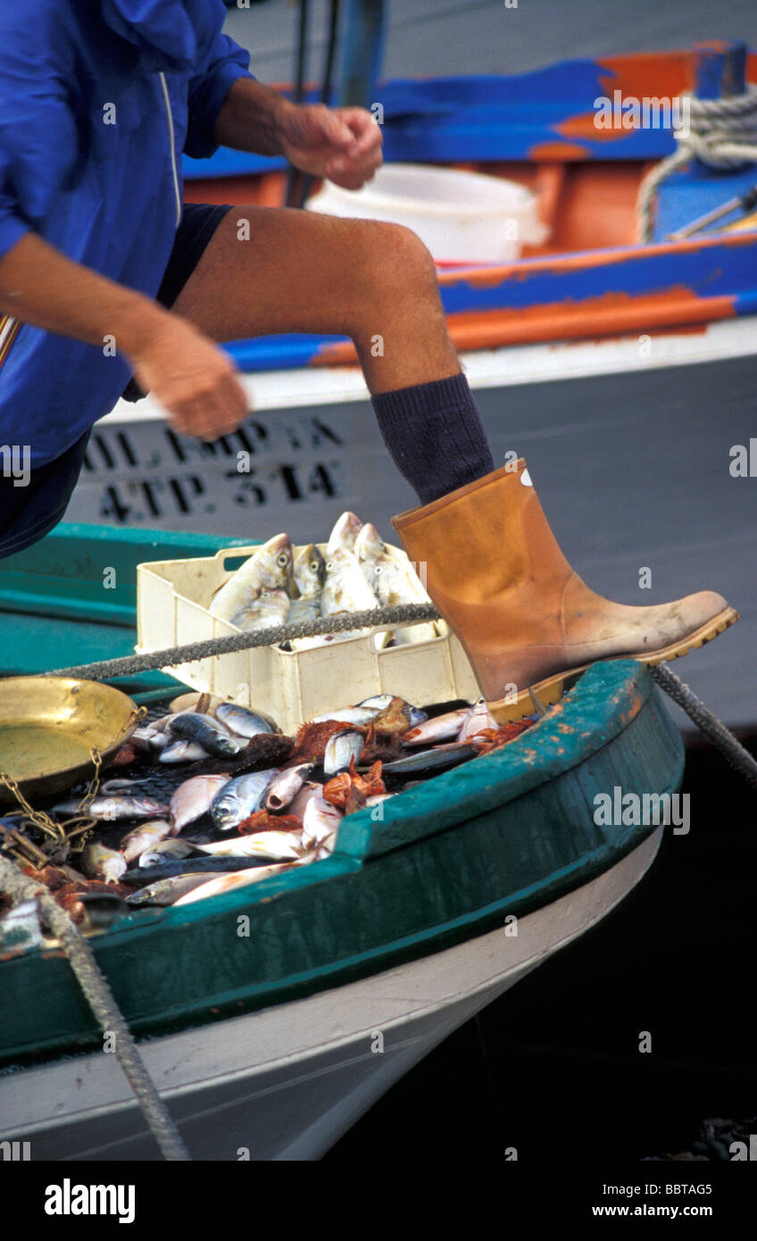 Fisherman, Linosa island, Pelagie Islands, Sicily, Italy Stock Photo ...