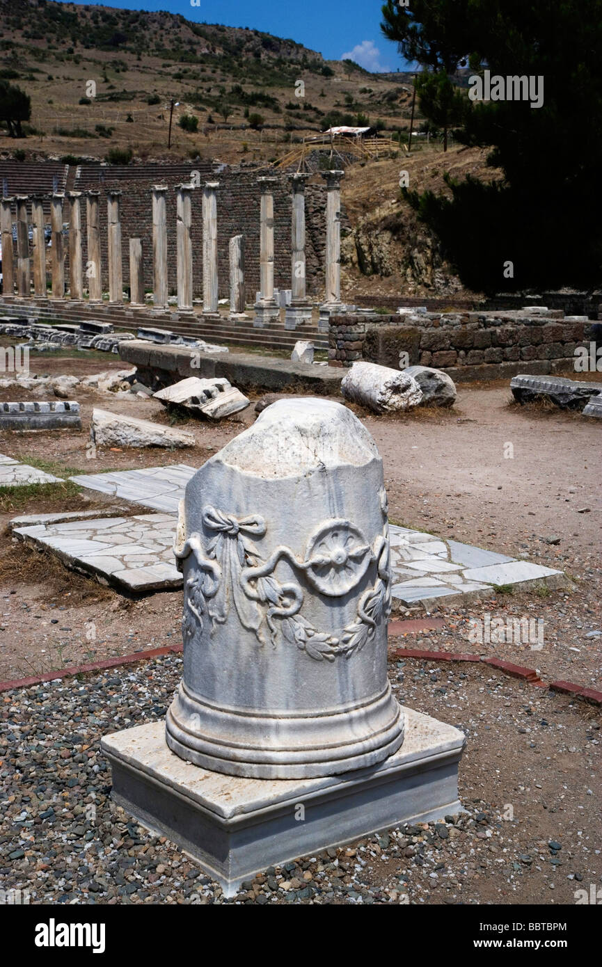 The Column with Snake located at the entrance hall of Asklepion sacred ...