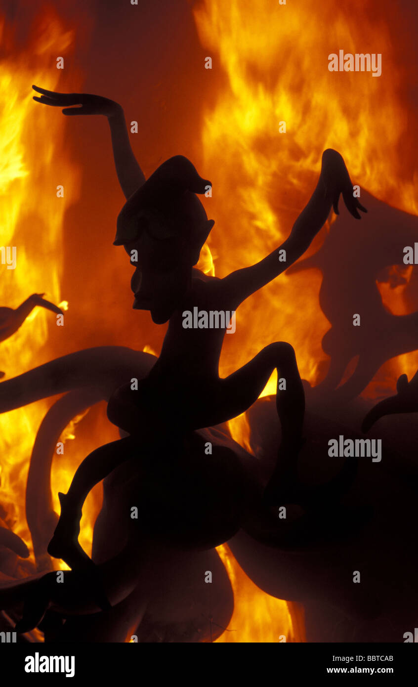 Valencia the burning of the ninots during the Las Fallas festival Stock ...