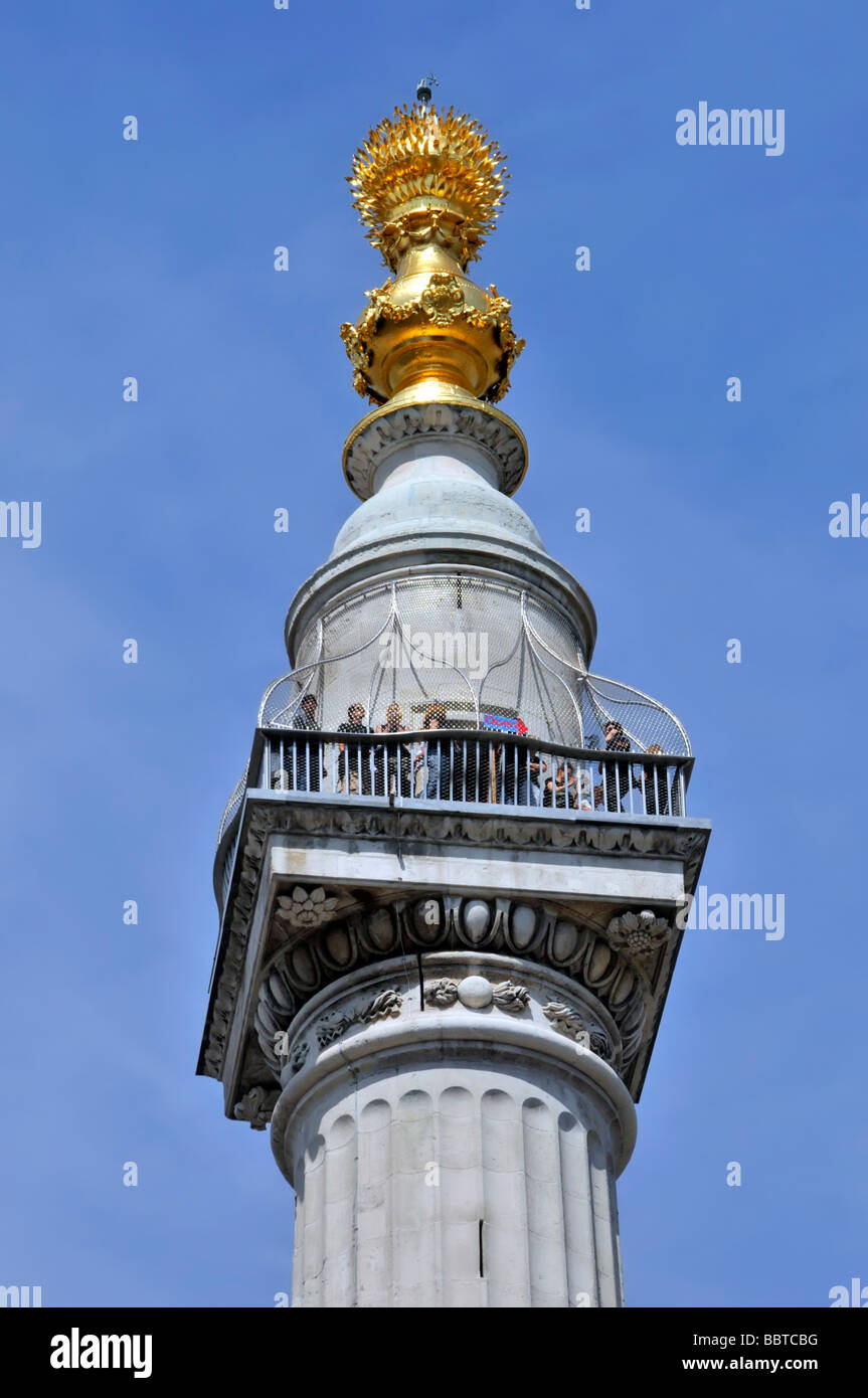 Viewing platform top of Monument memorial to the Great Fire of London ...