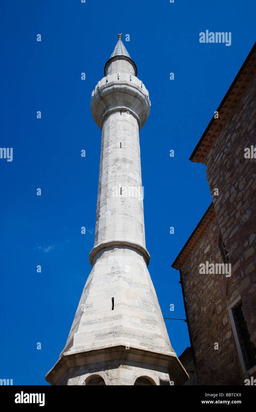 The minaret of the "Litlle" Hagia Sofia Mosque, Istanbul,Turkey, Europe ...