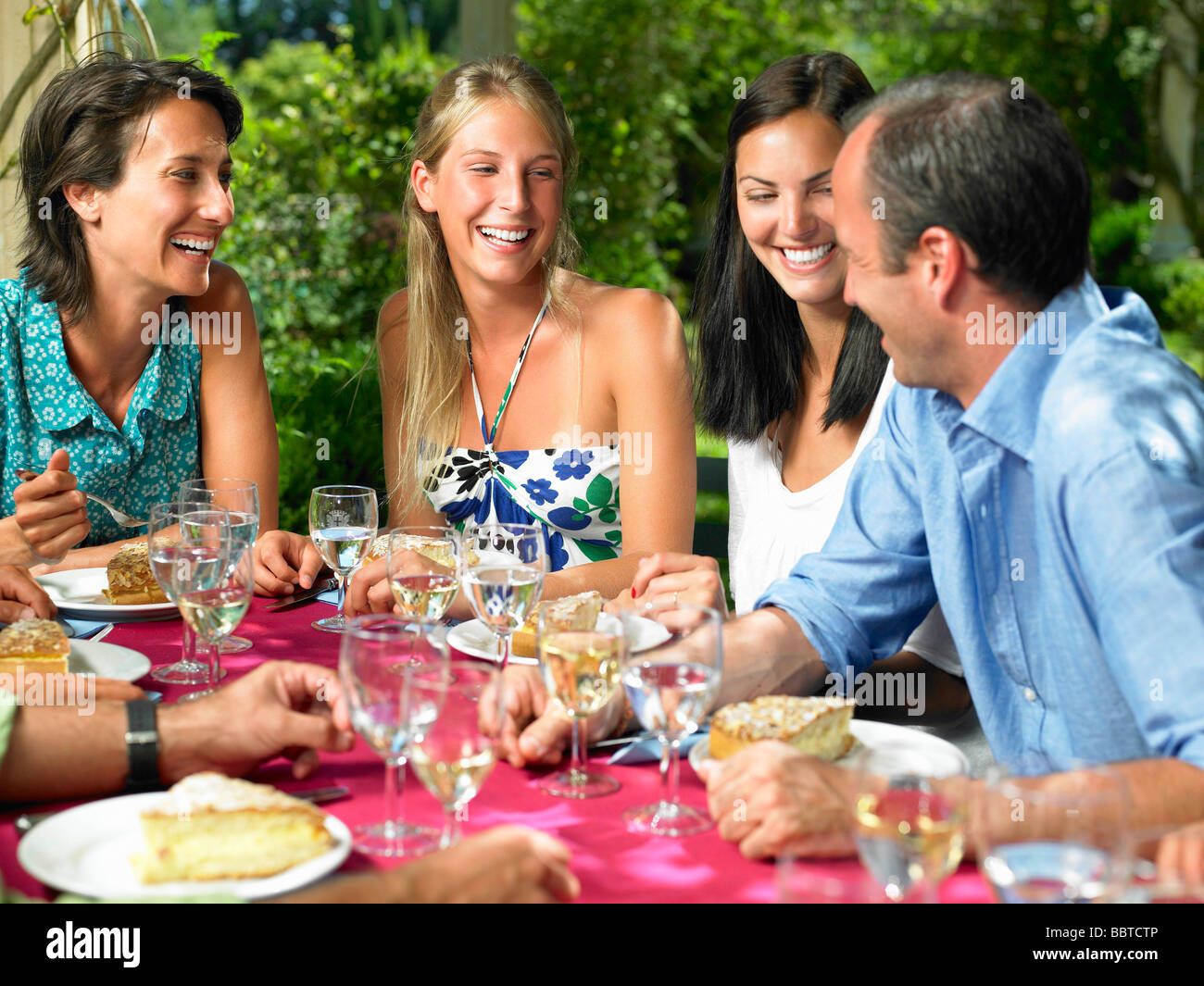 Friends having lunch, outdoors Stock Photo - Alamy