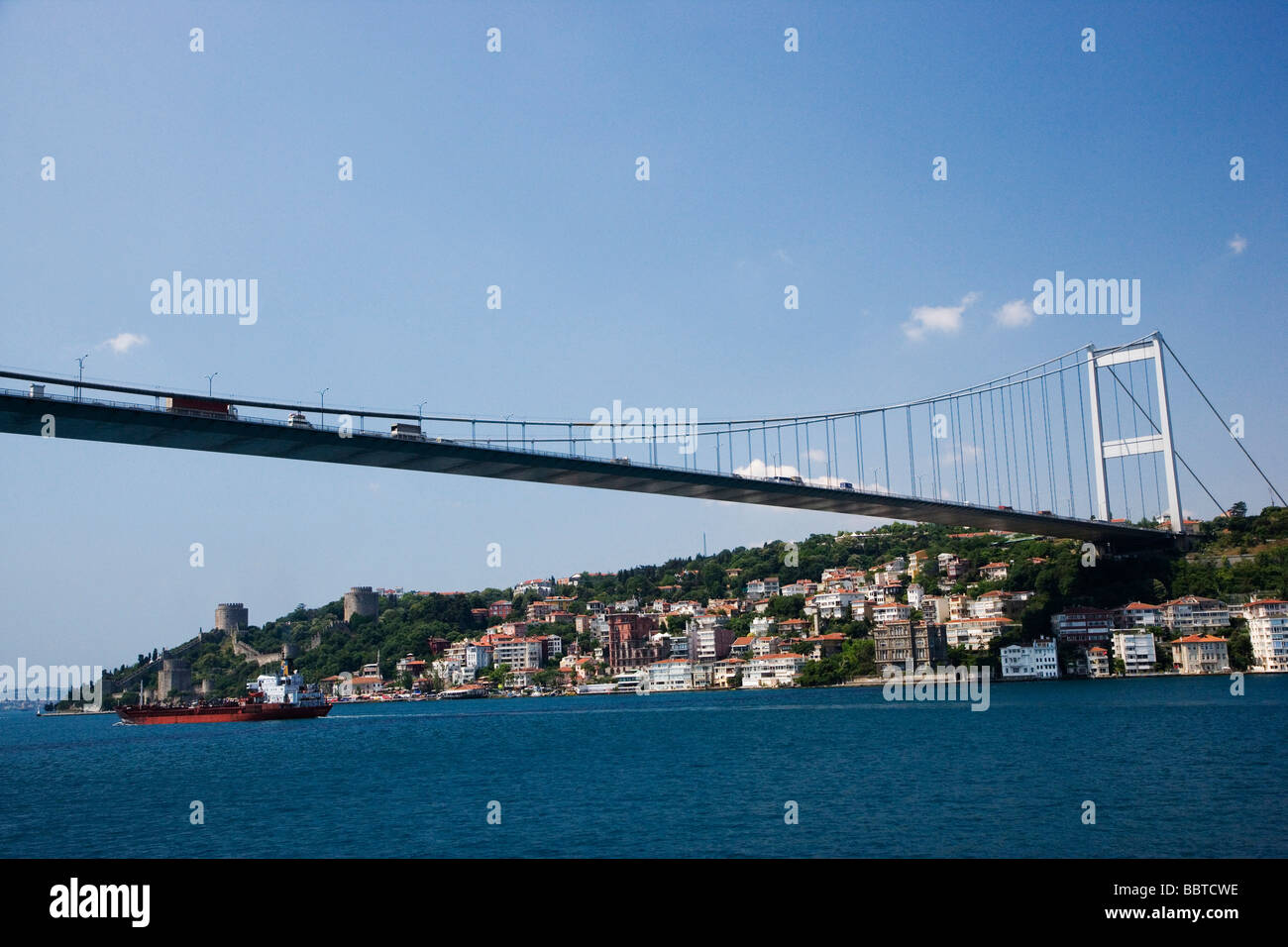 Fatih Bridge and Rumeli Hisari Fort in the background, Istanbul, Turkey ...