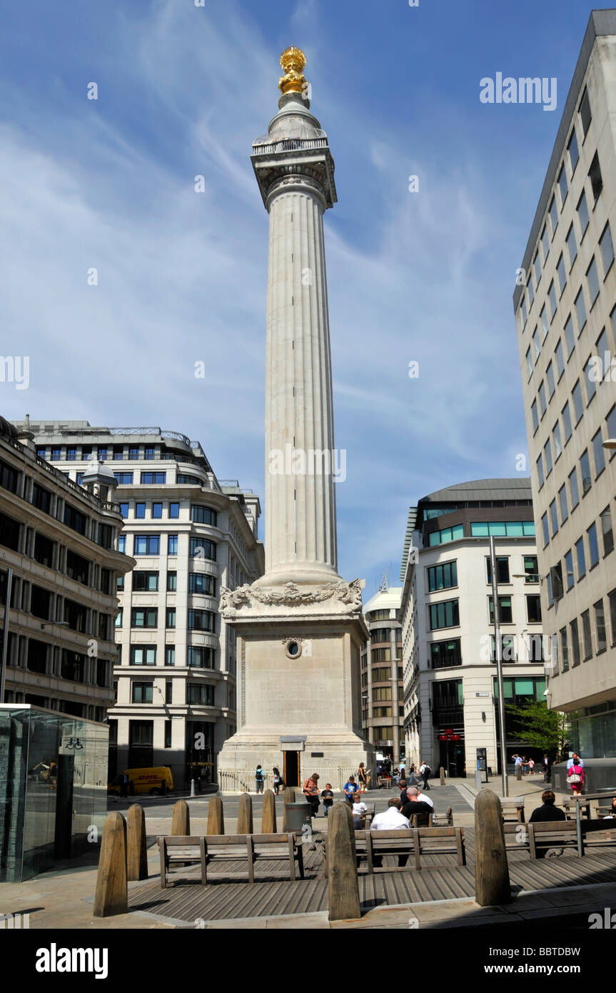 Monument memorial column to the Great of Fire London seen after major ...