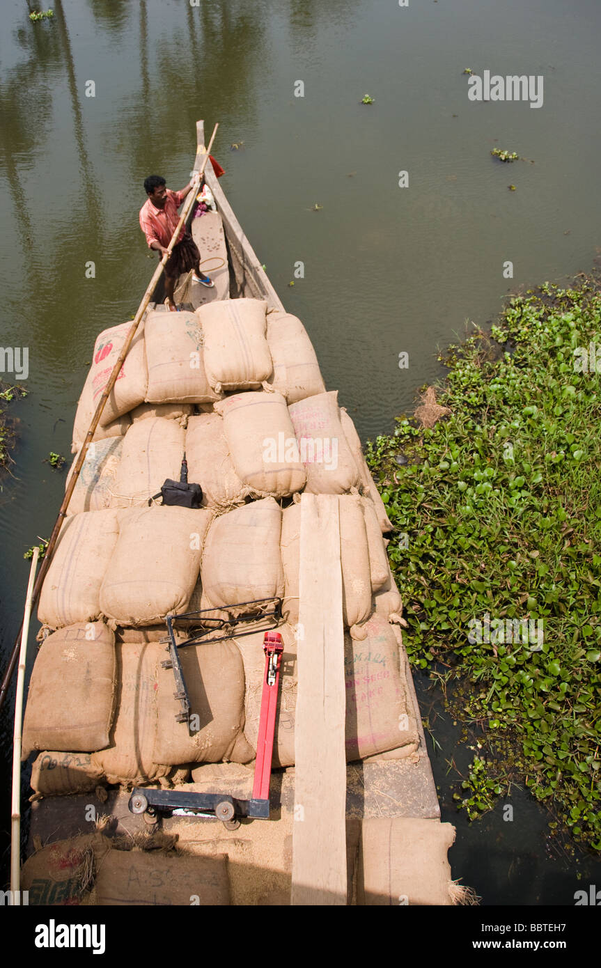 Rice transportation through backwaters kerala, India Stock Photo - Alamy