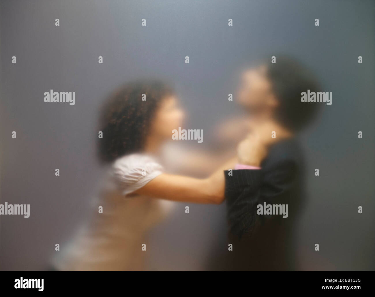Woman strangling man behind screen Stock Photo - Alamy