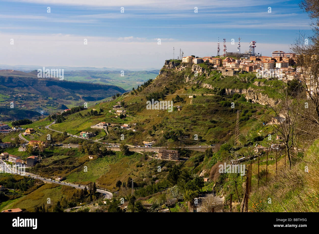 Cityscape, Enna, Sicily, Italy Stock Photo - Alamy