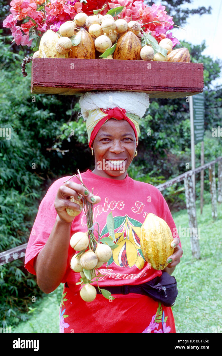 Fruit seller, Grenada island, West Indies, Central America Stock Photo ...