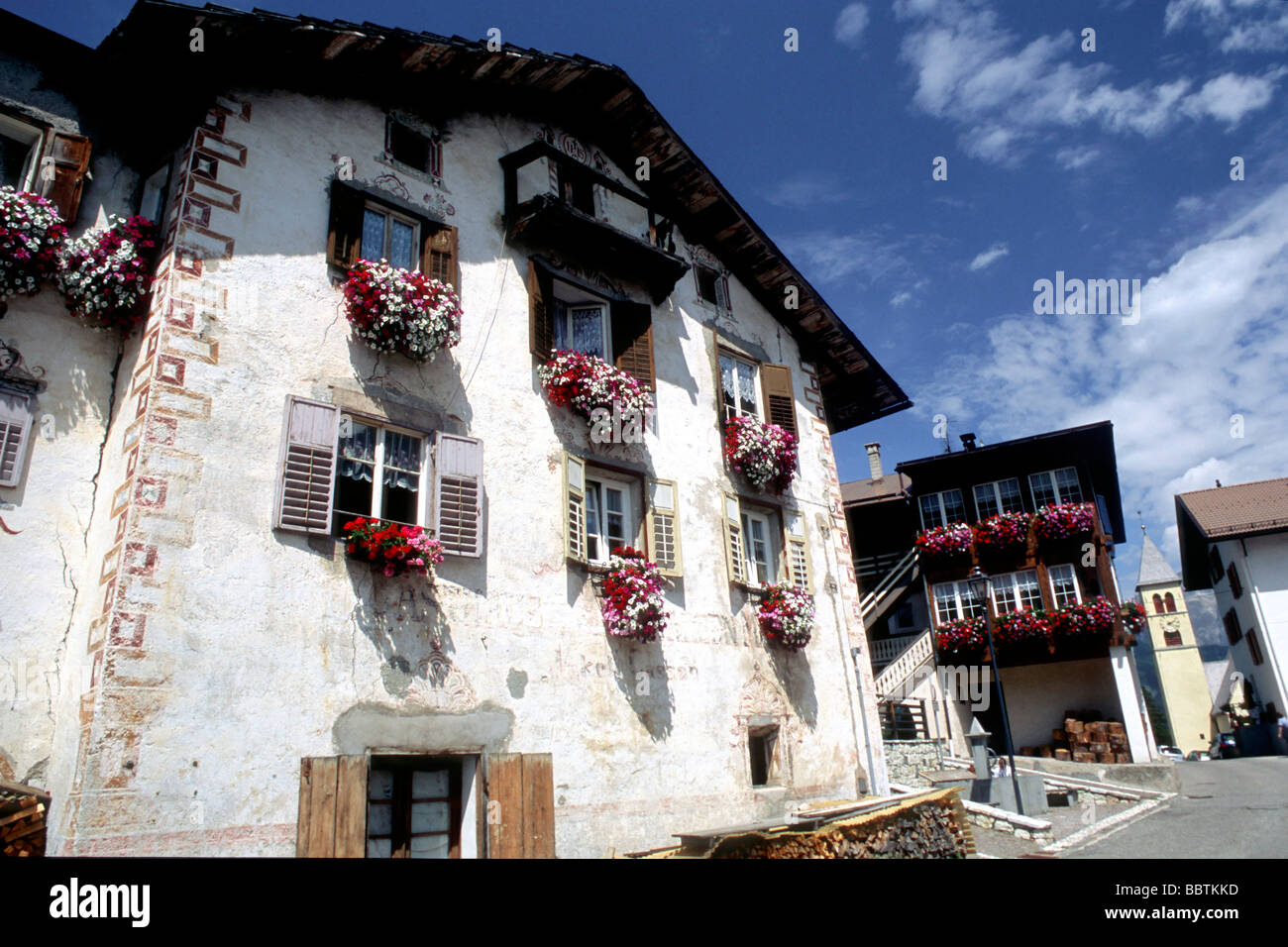 Typical architecture, Mazzin, Val di Fassa, Trentino Alto Adige, Italy ...