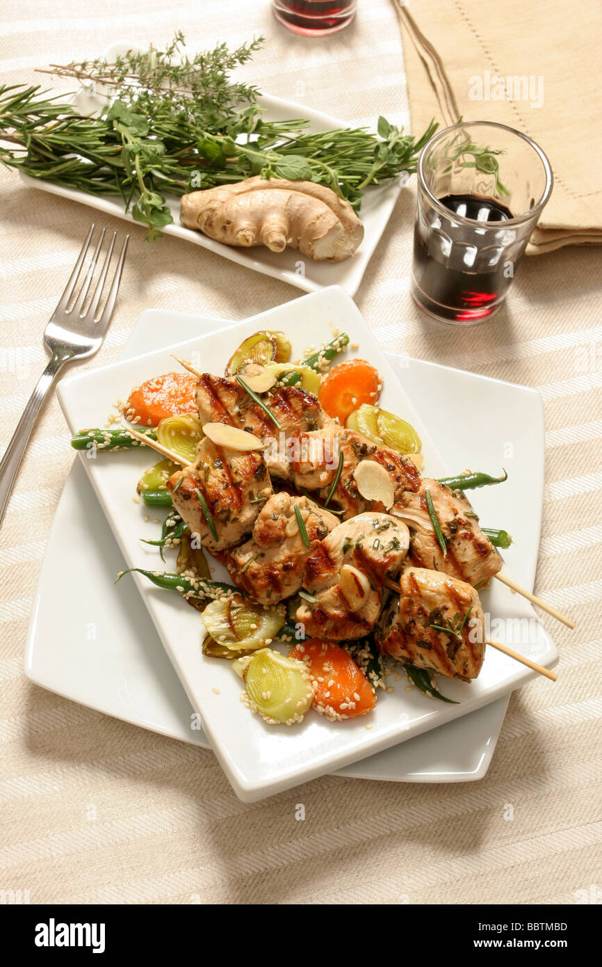 Skewers with chicken and ginger, Italy Stock Photo - Alamy